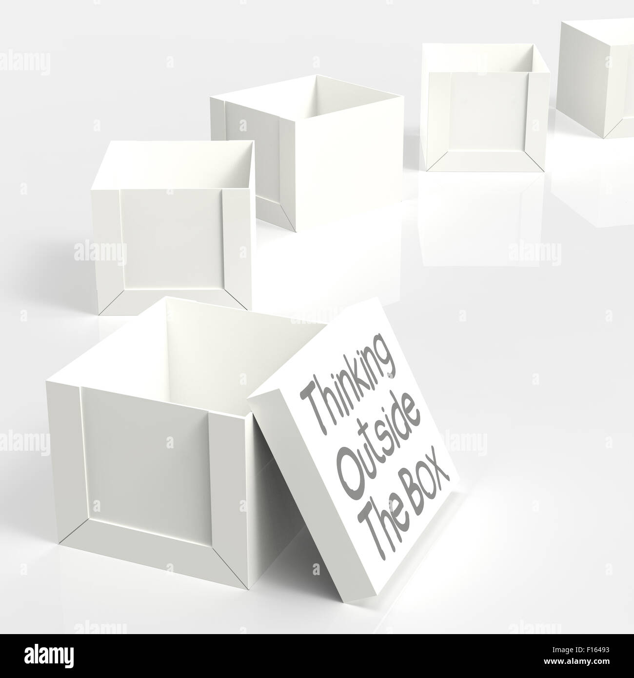 3d open blank box as thinking outside the box concept Stock Photo - Alamy