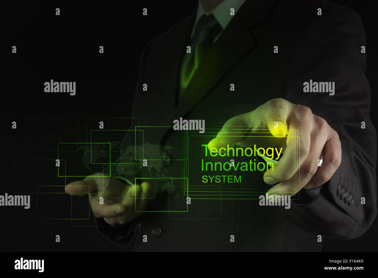 businessman shows technology innovation system as concept Stock Photo ...