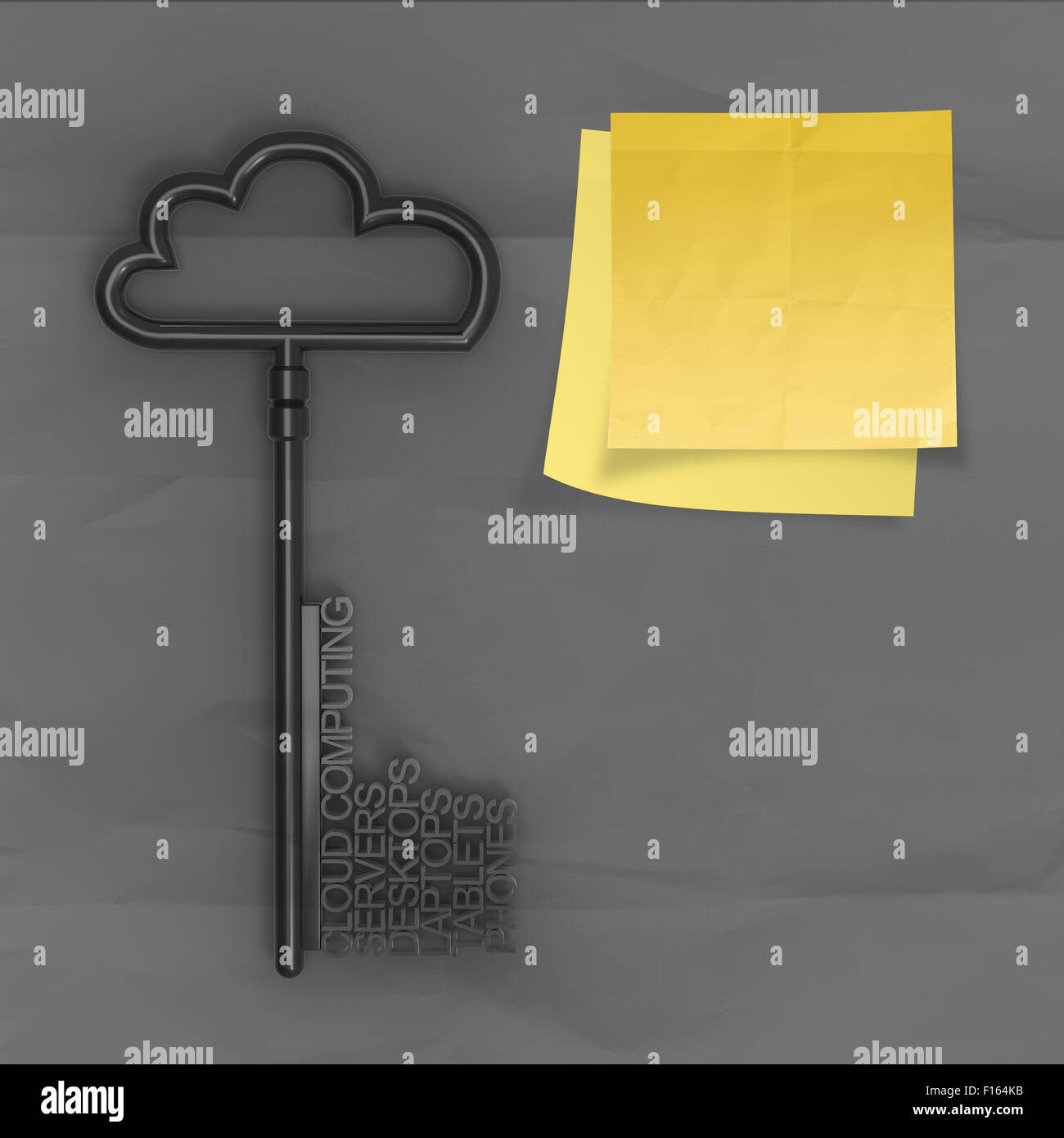 cloud computing on sticky note with crumpled paper as concept Stock ...