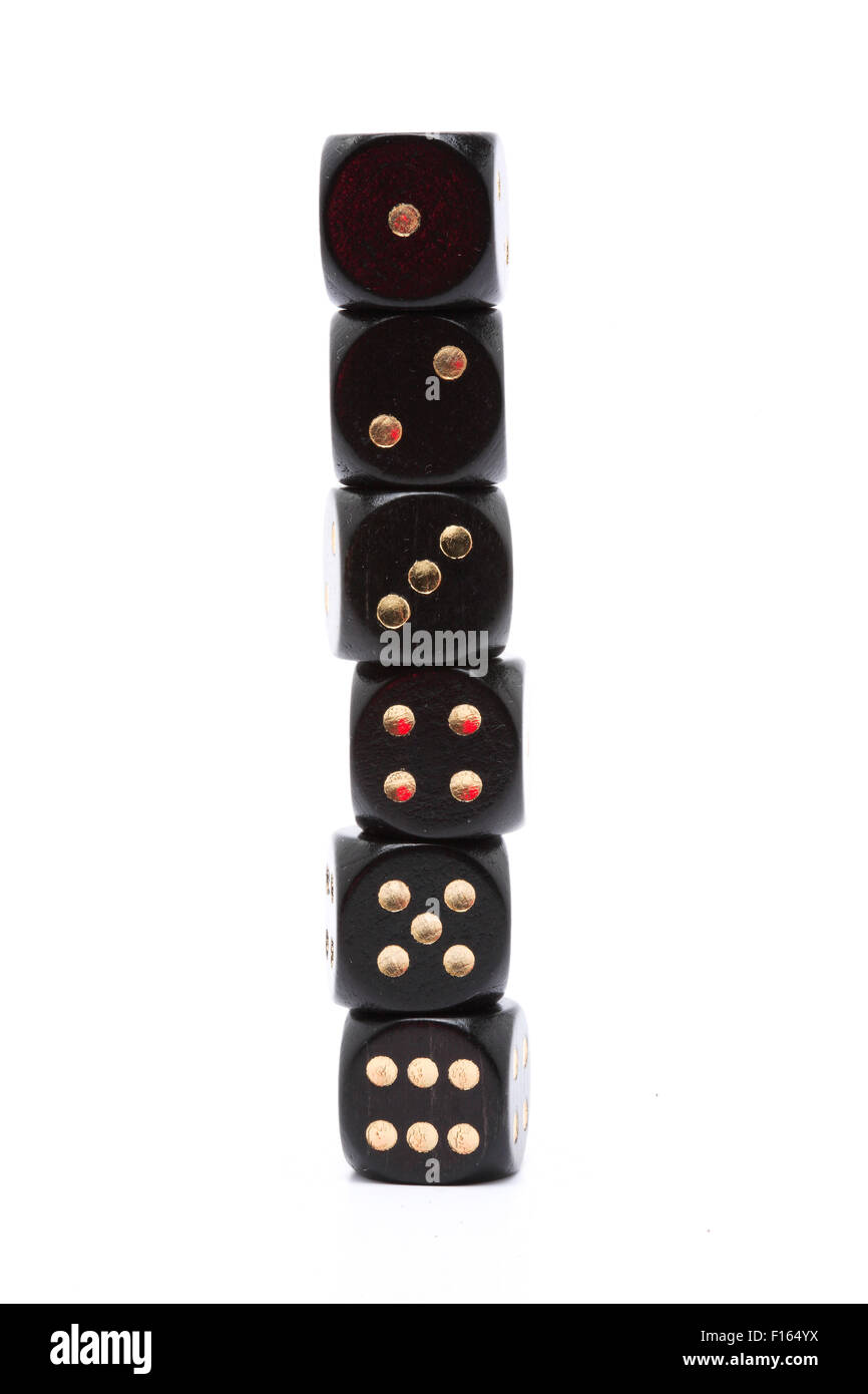 a pile of dice showing one to six eyes Stock Photo - Alamy