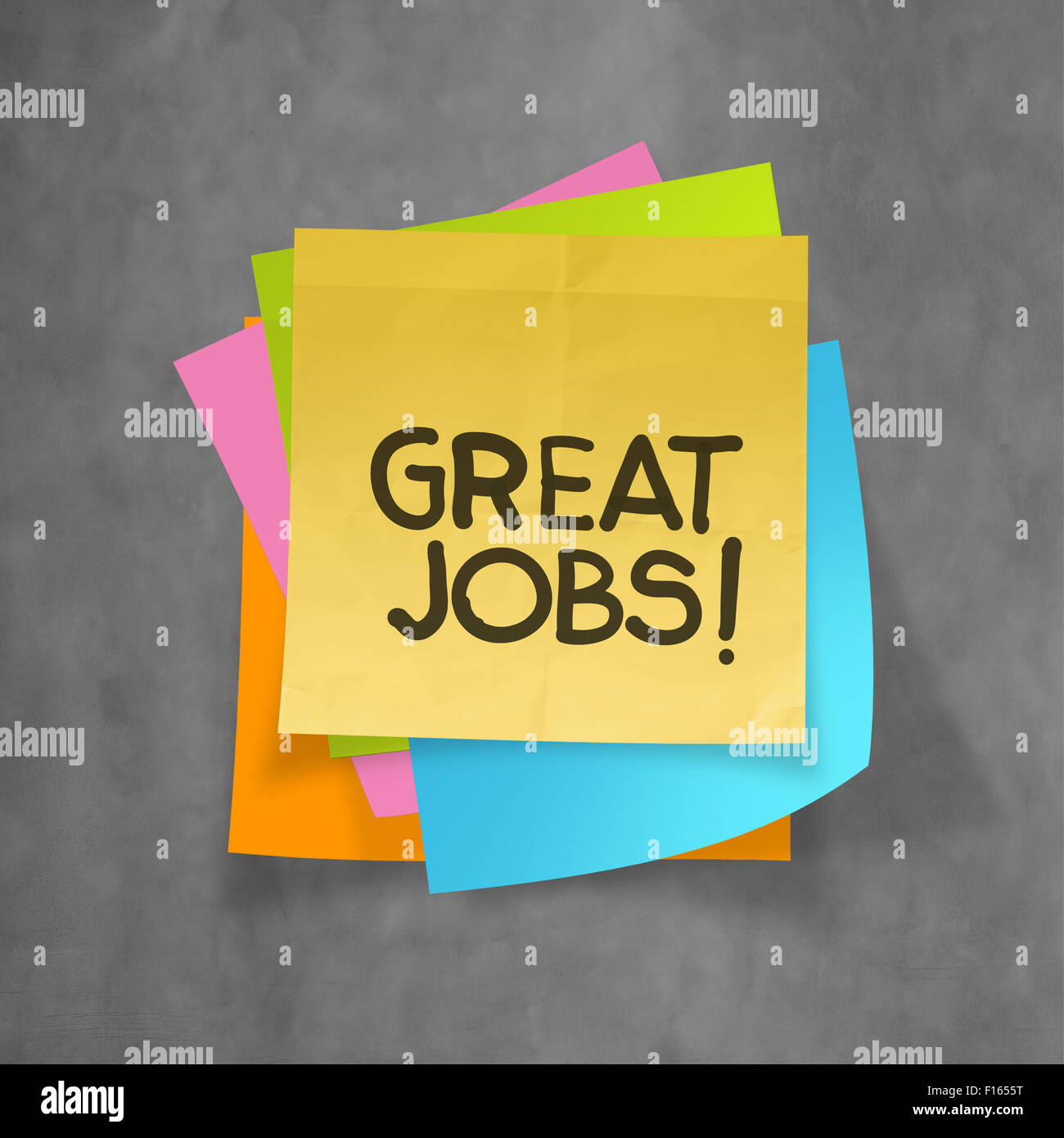 great job sticky notes on recycle crumpled paper background as concept ...