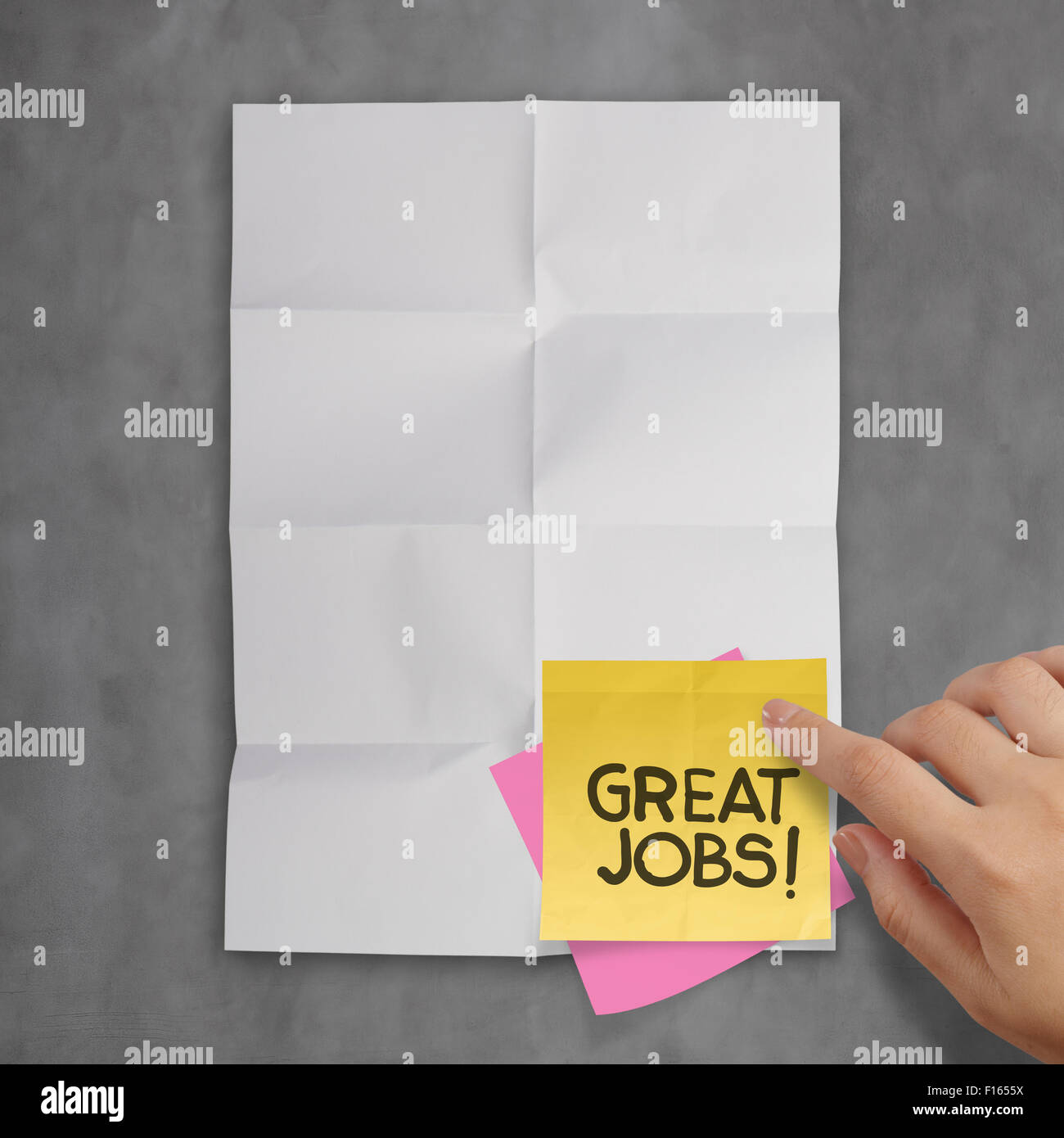 great job sticky notes on recycle crumpled paper background as concept ...