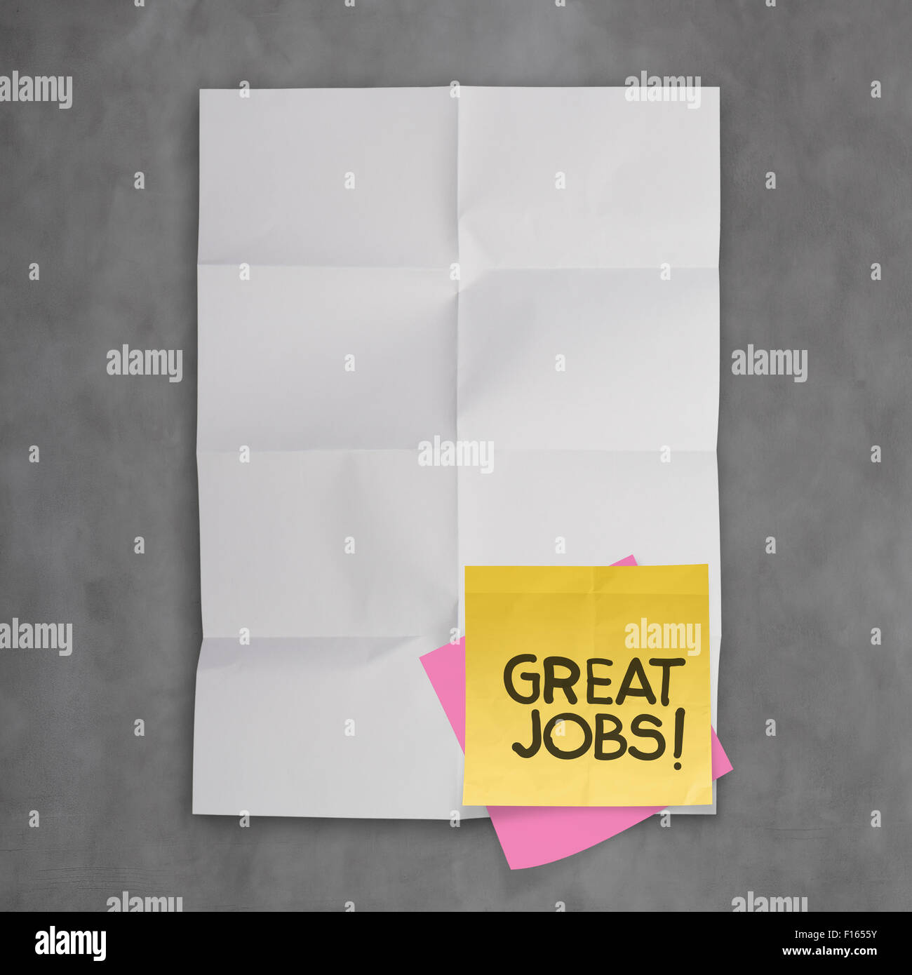great job sticky notes on recycle crumpled paper background as concept ...