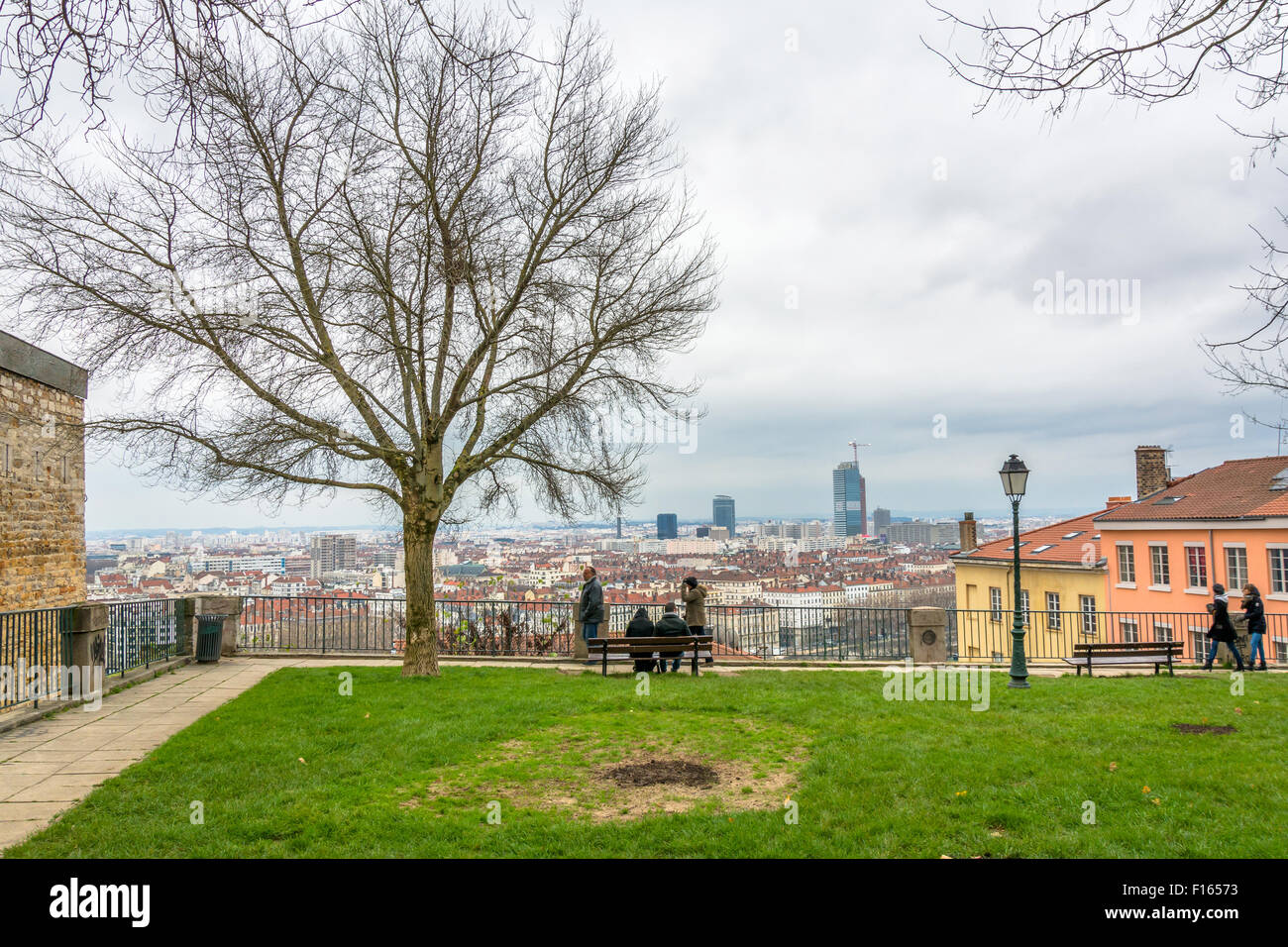 LYON, FRANCE - DECEMBER 6, 2014: panoramic day view of downtown in Lyon ...