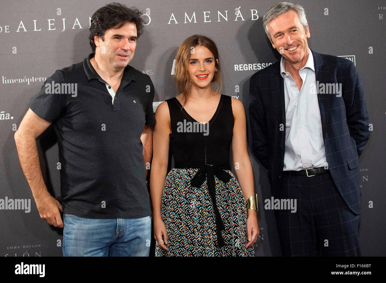 Fernando Bovaira, Emma Watson and Ghislain Barrois during the photocall ...