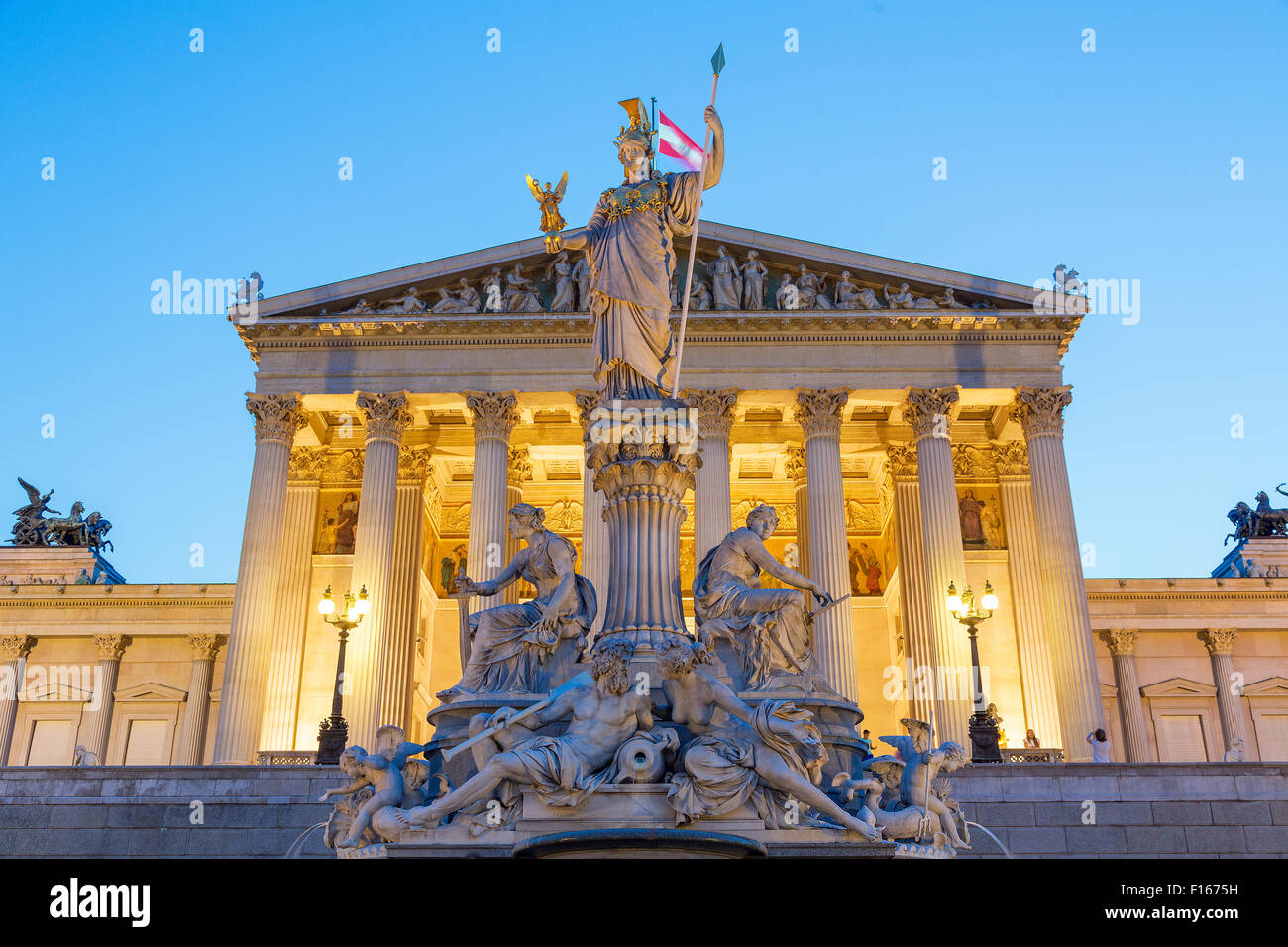 Austria, Vienna, Parliament building at Dusk Stock Photo - Alamy