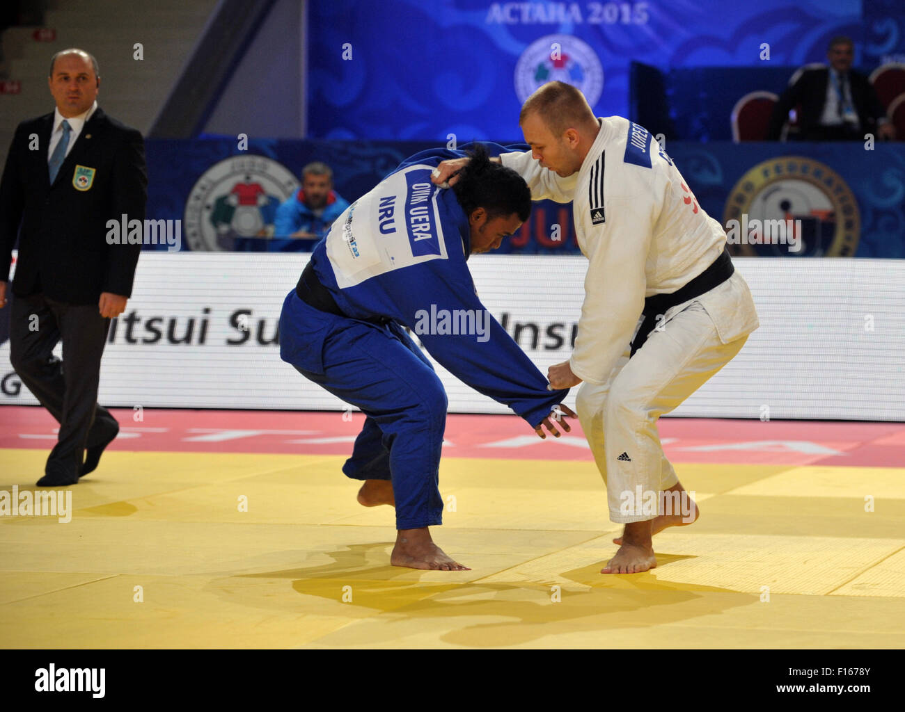 Czech Republic's Alexandr Jurecka, right, competes against Nauru's ...