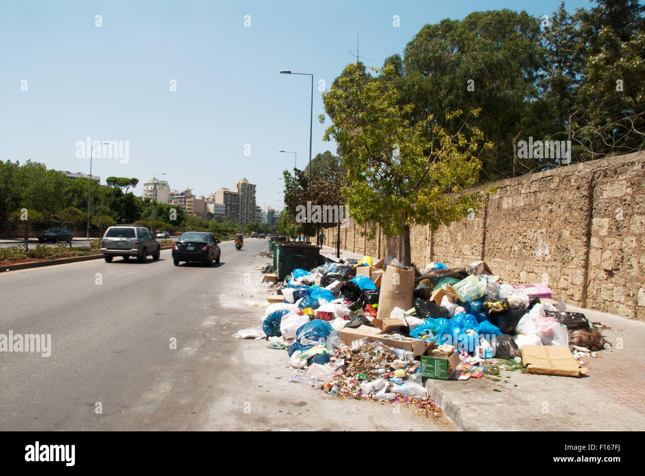 trash pile up in the street of Beirut Lebanon Stock Photo - Alamy
