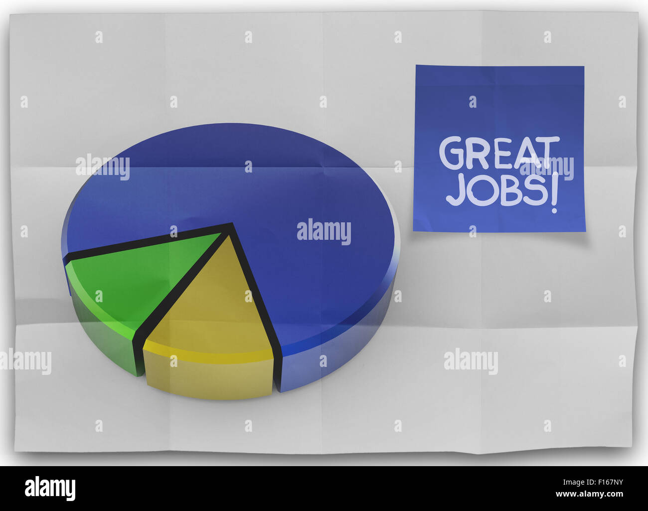 great job on sticky note with crumpled paper and pie chart as concept ...