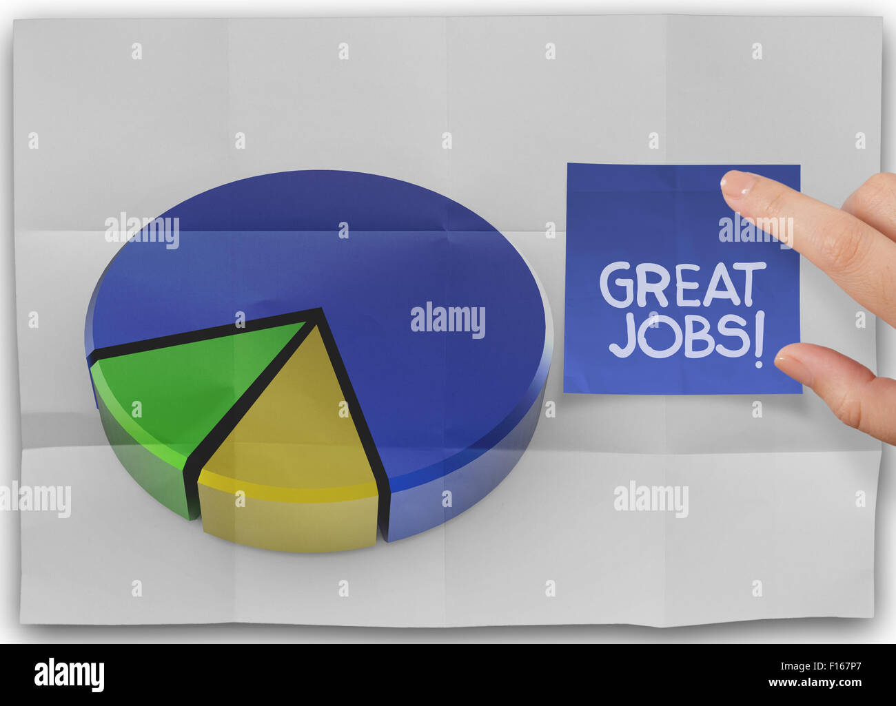 great job on sticky note with crumpled paper and pie chart as concept ...