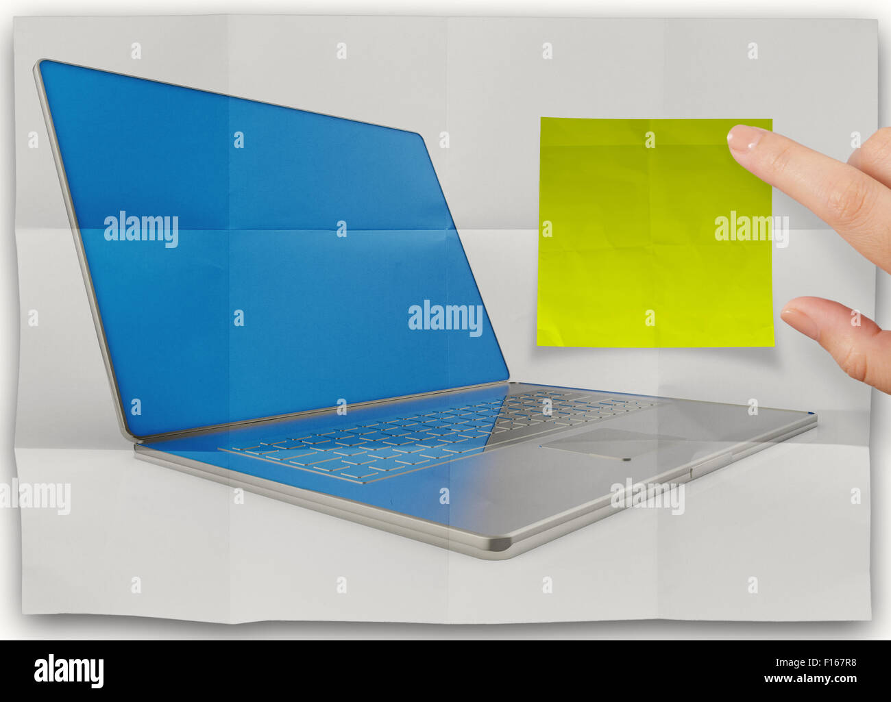 sticky note on crumpled paper with laptop computer as concept Stock ...