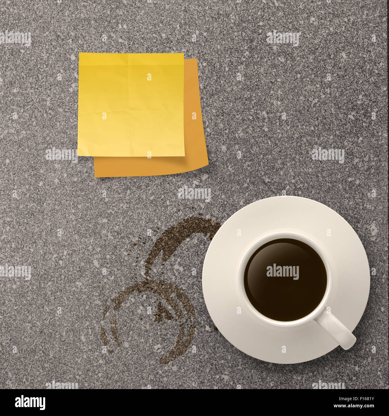 cup of coffee and blank sticky note on stone top as concept Stock Photo ...