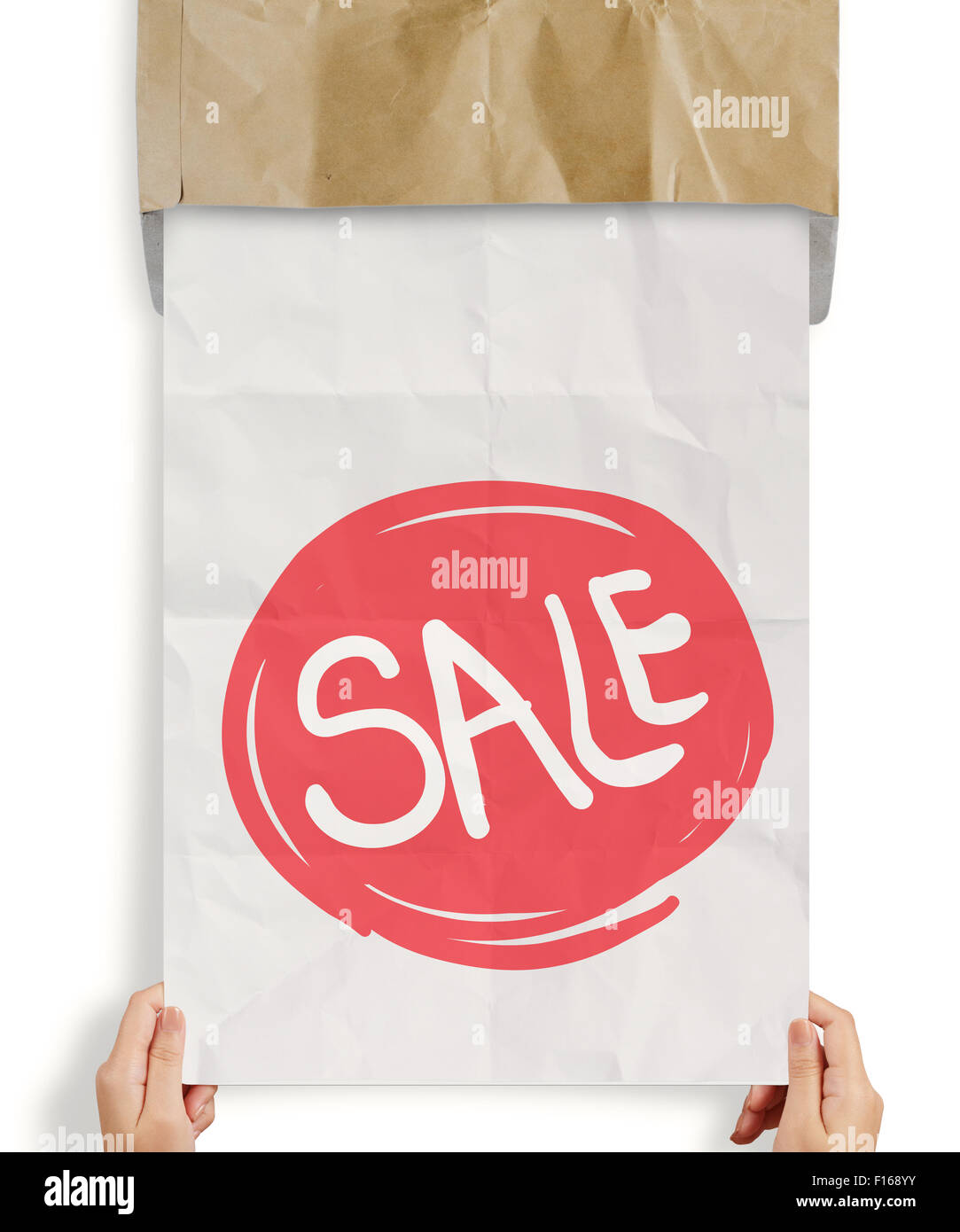 word sale with crumpled paper background as concept design Stock Photo ...