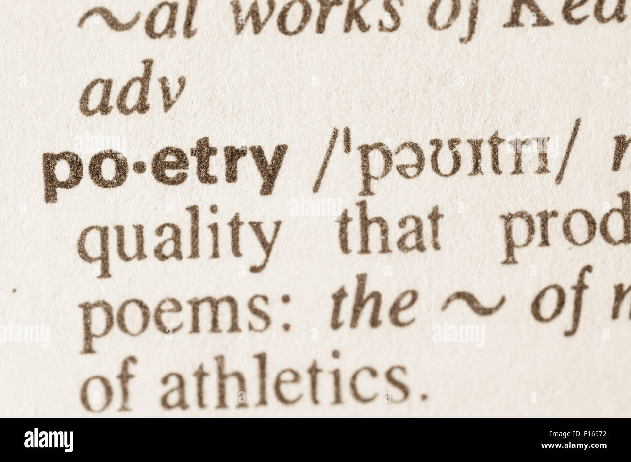 Definition of word poetry in dictionary Stock Photo - Alamy