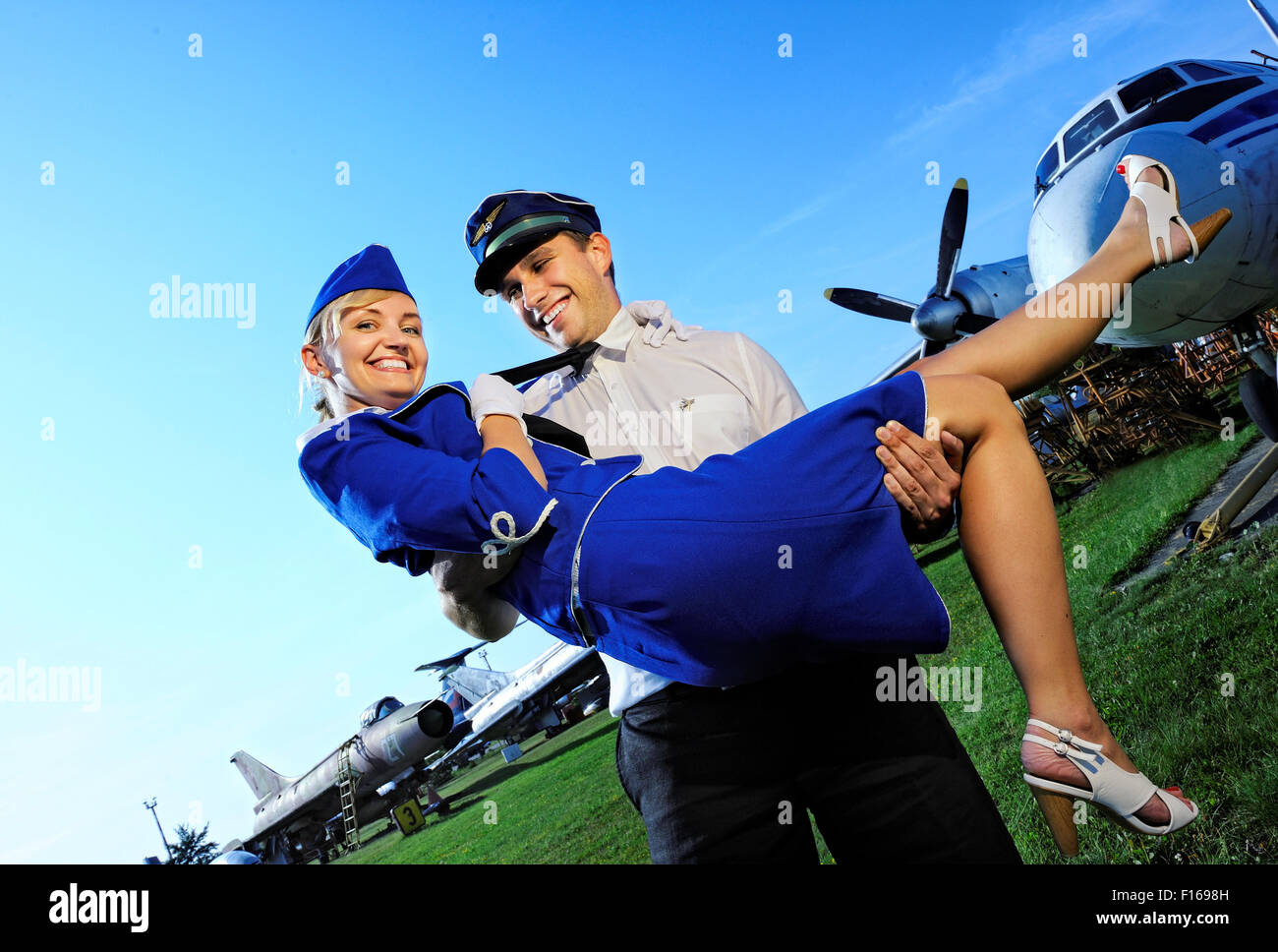 Cabin crew couple Stock Photo - Alamy