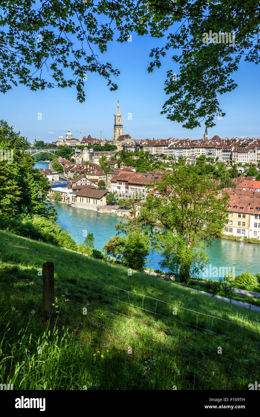 Views of Bern the capital of Switzerland from the far side of the river ...