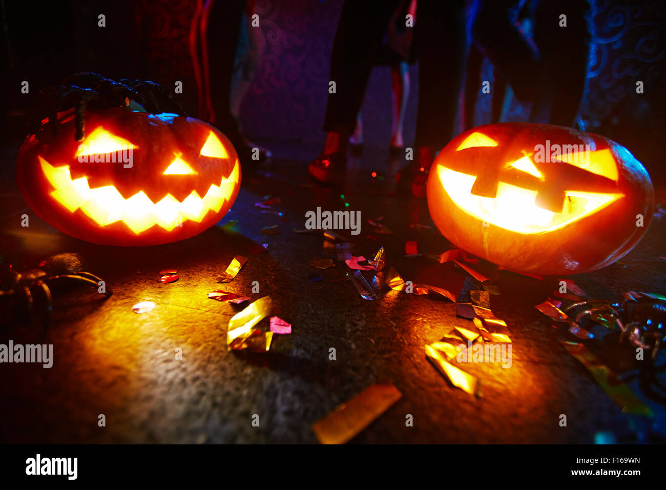 Jack-o-lanterns shining on dance floor Stock Photo - Alamy