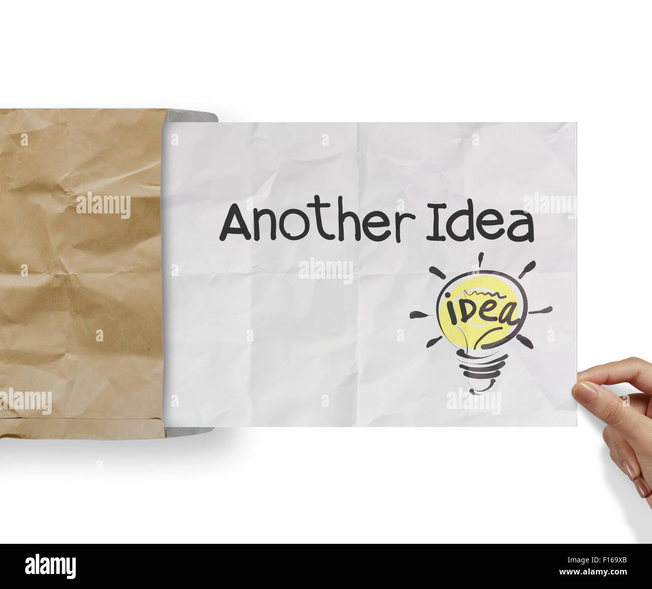 another idea light bulb with recycle envelope background as creative ...