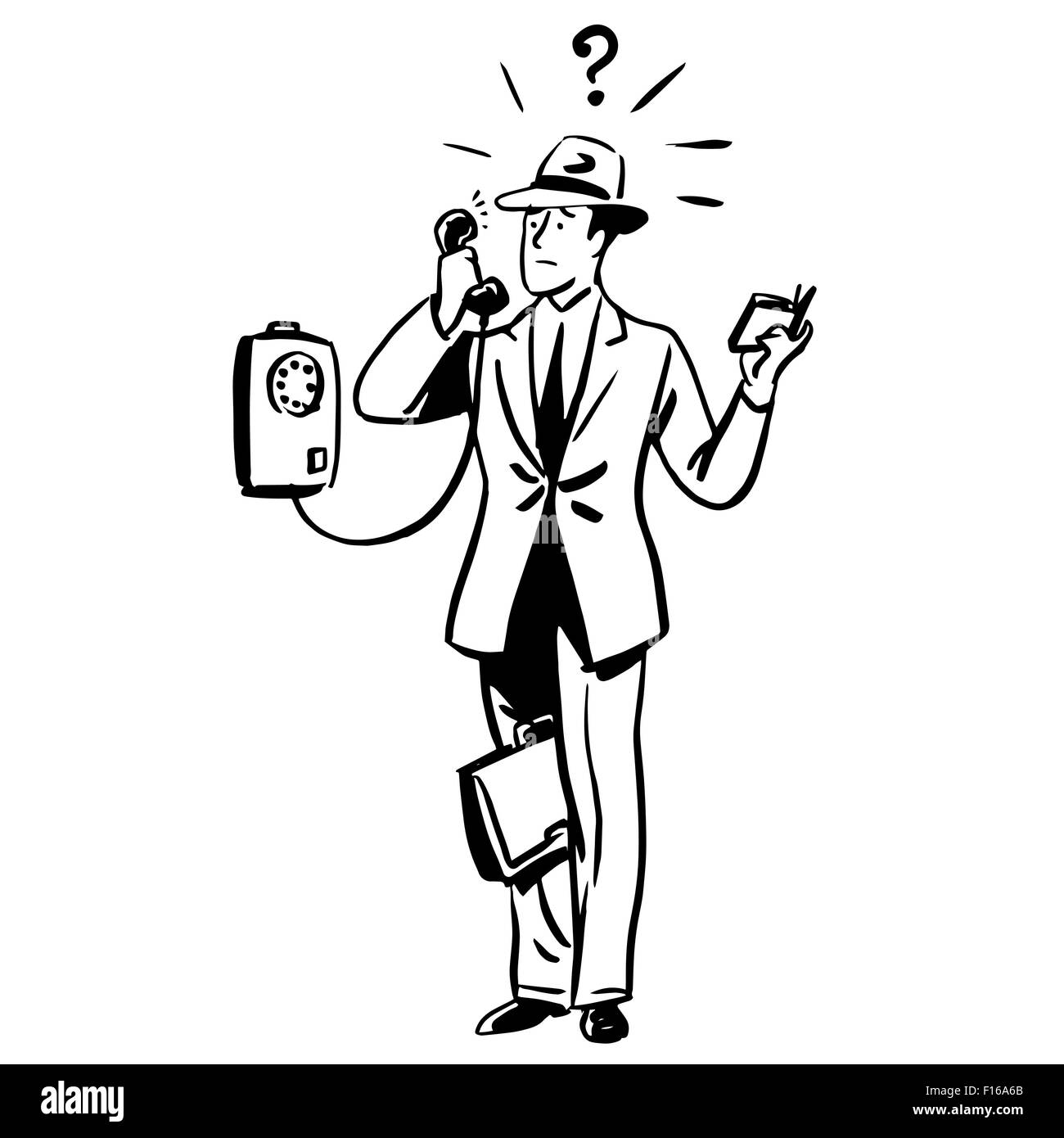 Businessman phone sketch Black and White Stock Photos & Images - Alamy
