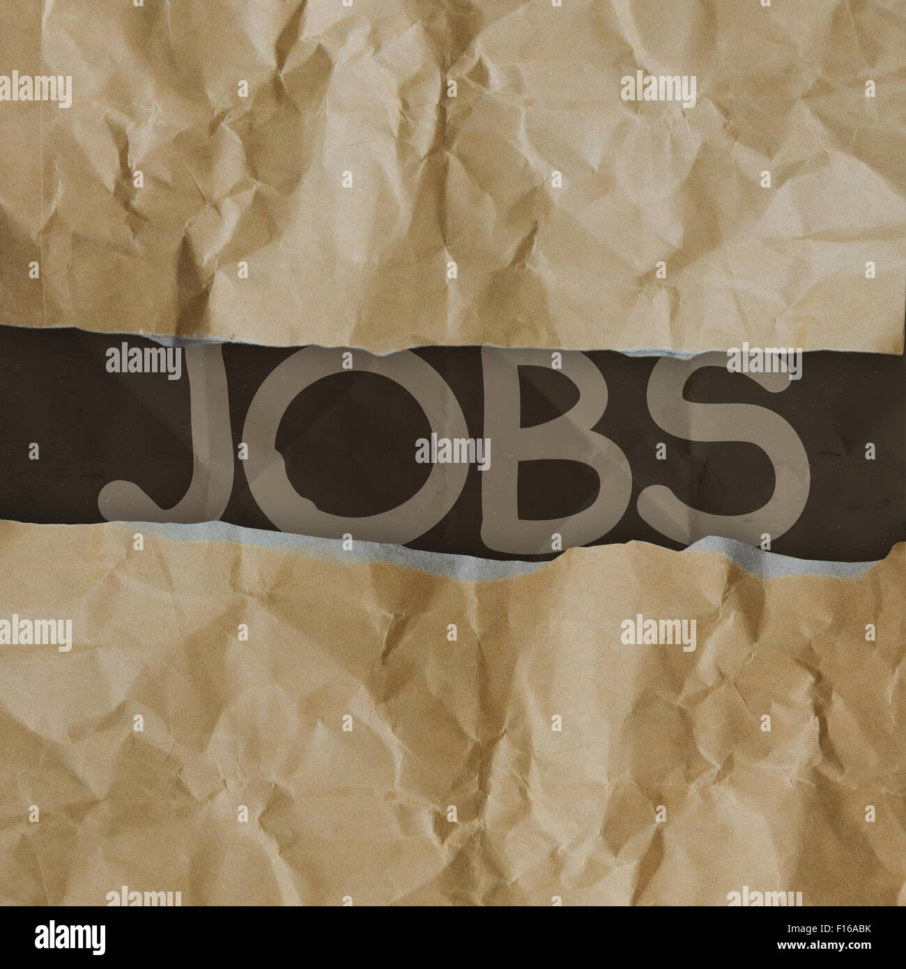 hand drawn jobs words on crumpled paper with tear envelope as concept ...