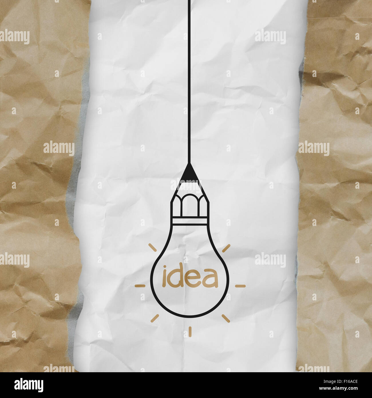 light bulb crumpled paper and recycle tear envelope as creative concept ...