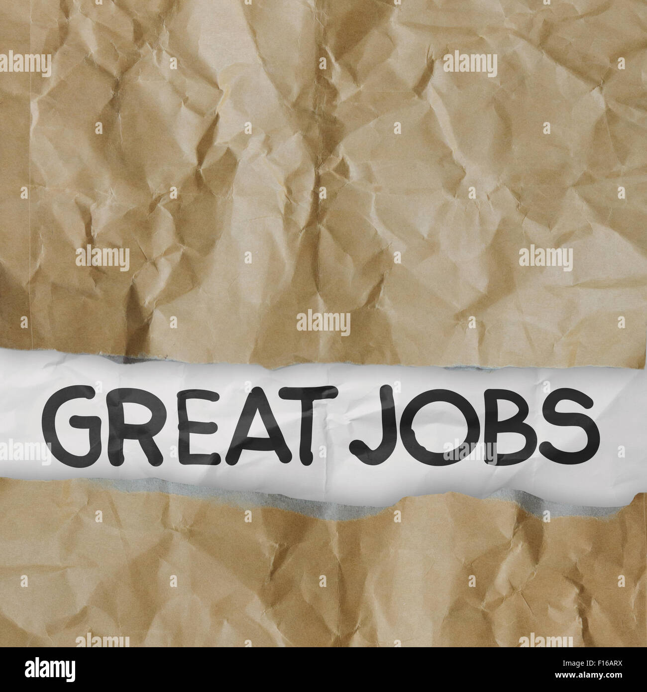 great jobs on crumpled paper with recycle envelope background as ...