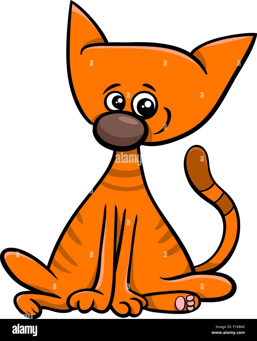 Cartoon Illustration of Funny Cat or Kitten Pet Animal Character Stock ...