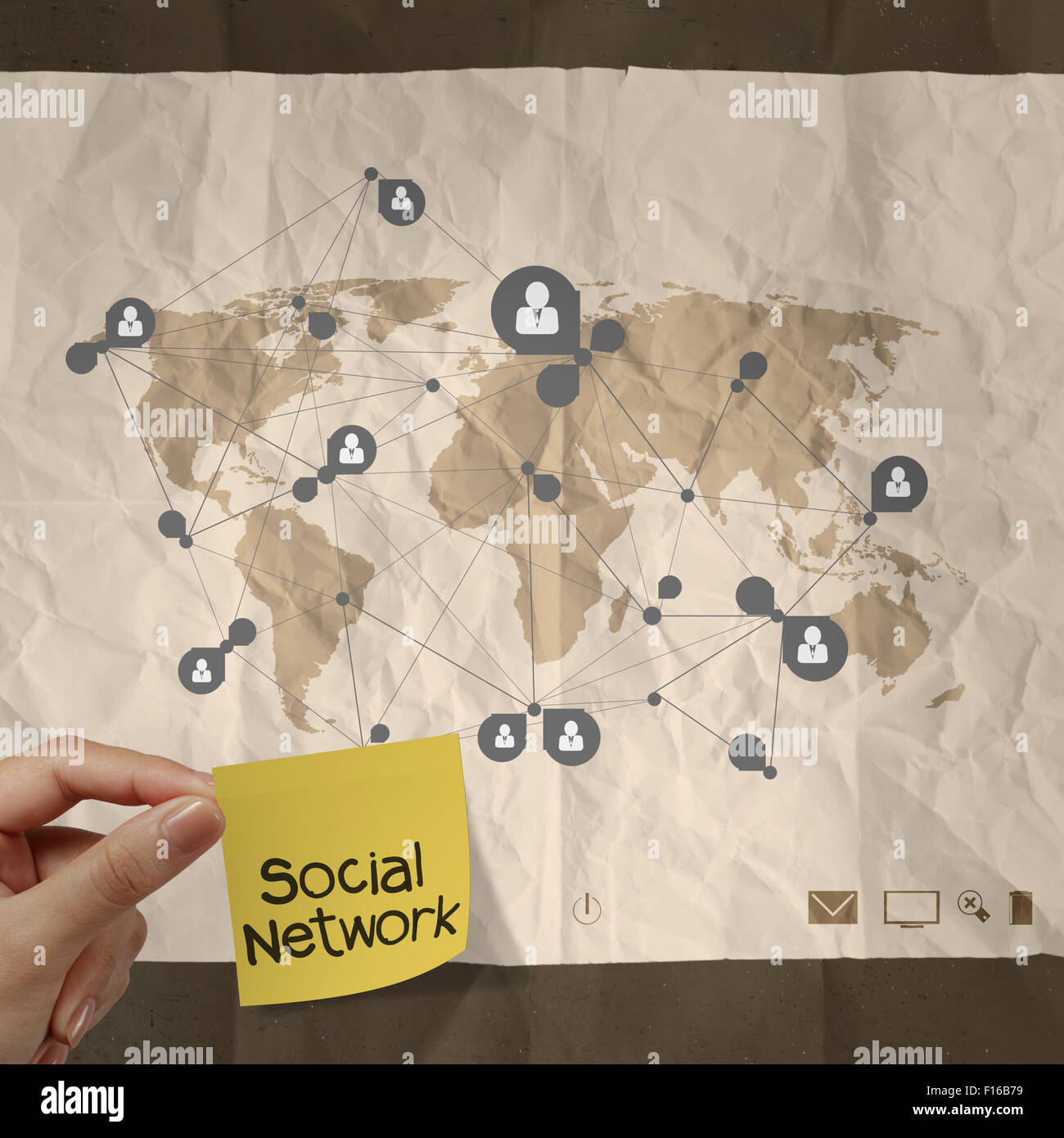 hand holding sticky note social network 3d stainless human social ...