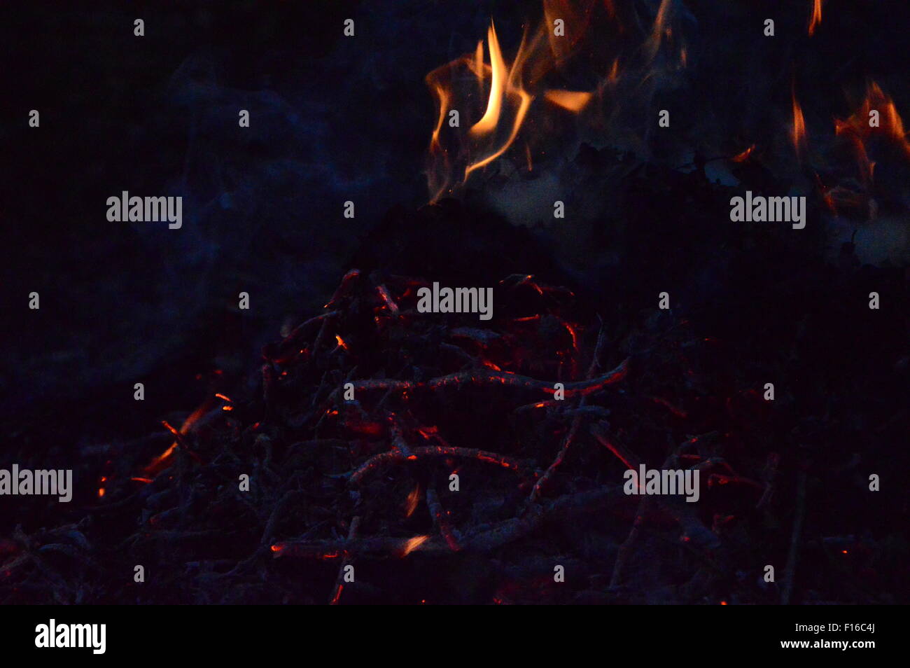 Fire in the Night Stock Photo - Alamy