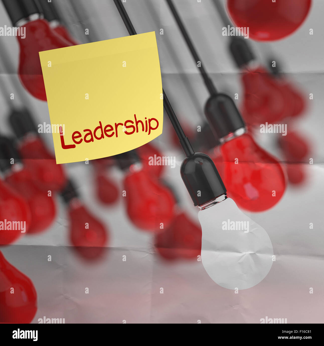 sticky note with leadership word on crumpled paper as creative concept ...