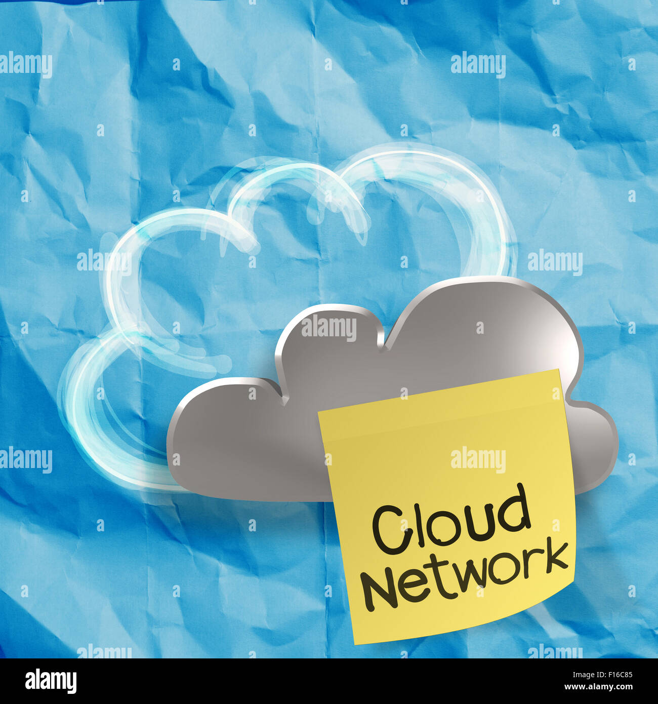 Cloud Computing words on sticky note on scrumpled paper as concept ...