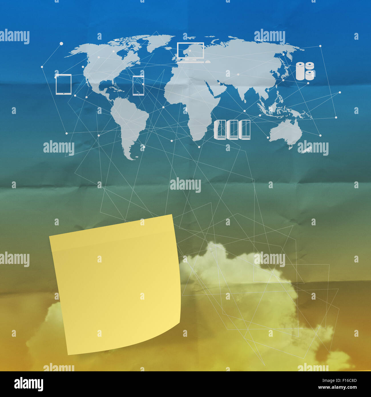 cloud computing blank sticky note with crumpled paper as concept Stock ...