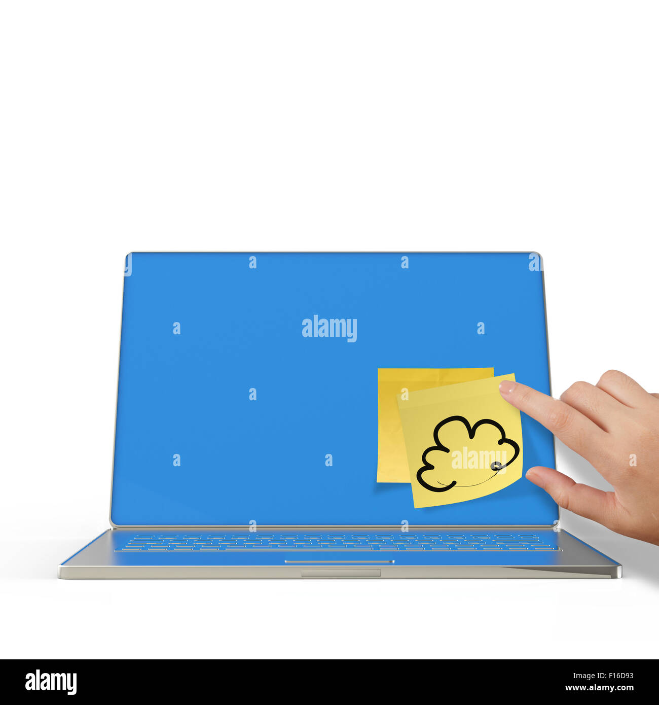 Cloud Computing diagram on sticky note with laptop computer as concept ...