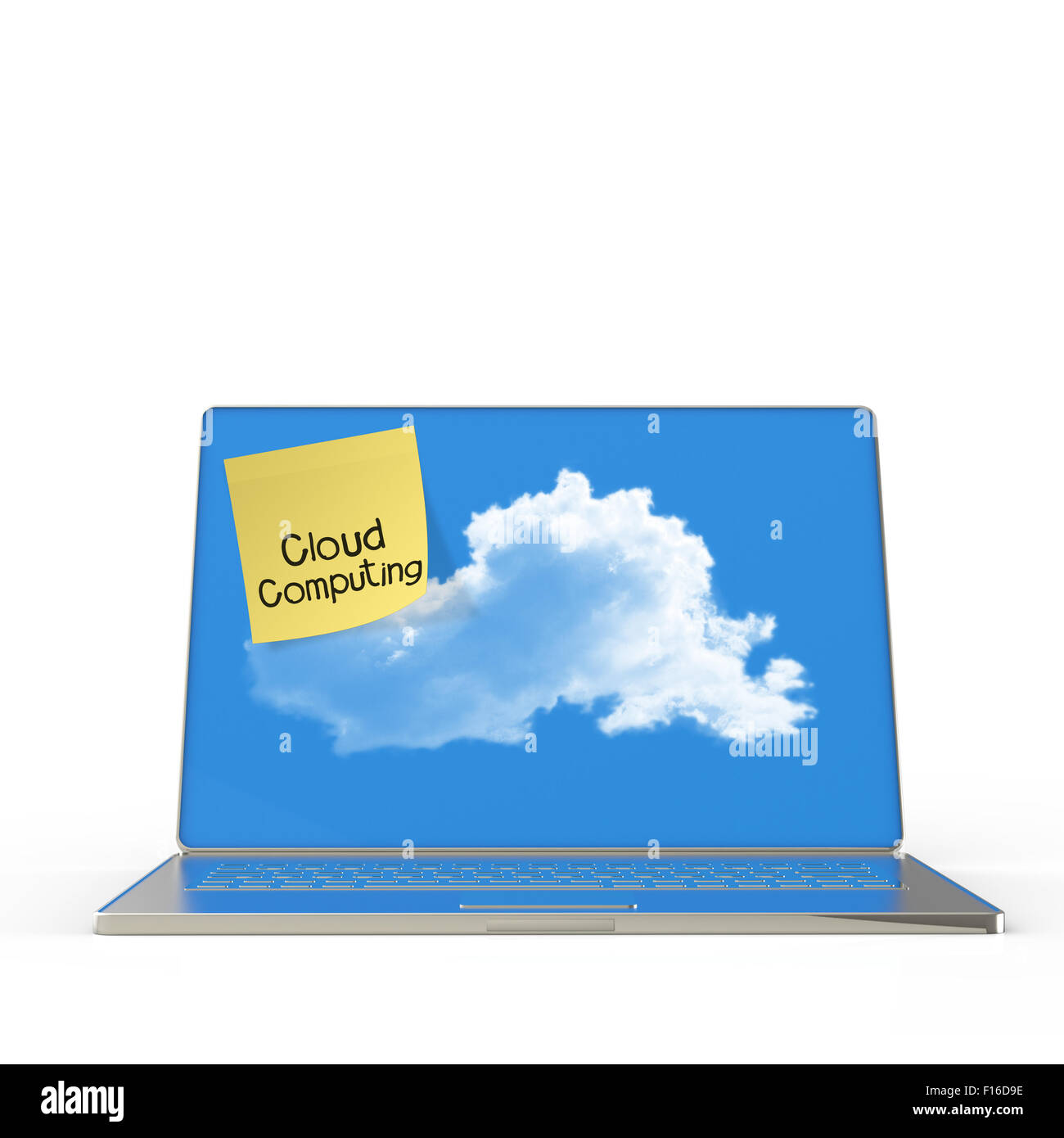 Cloud Computing words on sticky note with laptop computer as concept ...