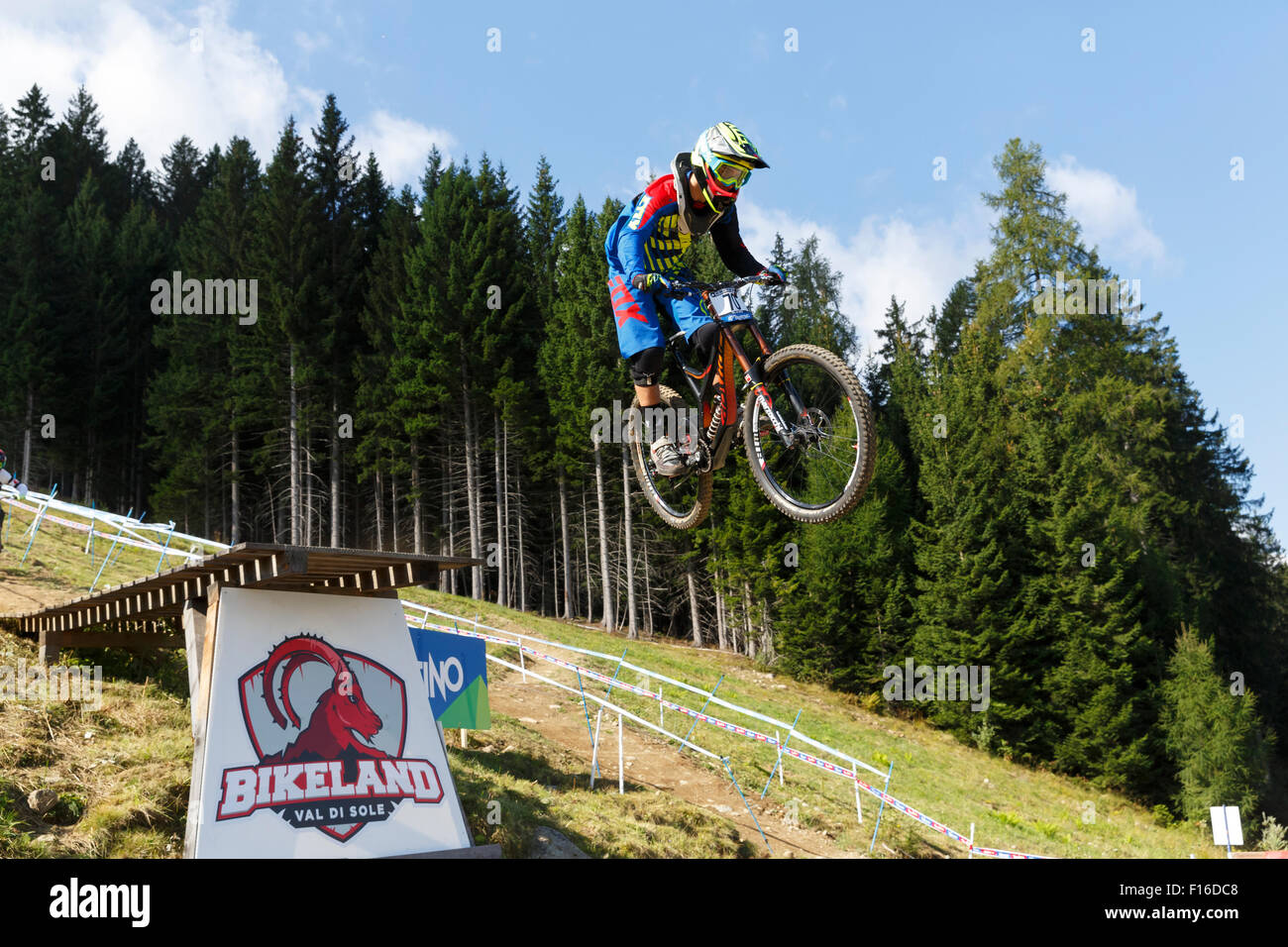 Val Di Sole, Italy - 22 August 2015: Suarez Alonso Angel, in action ...