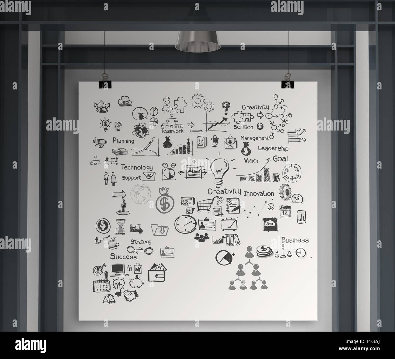 business concept on poster with composition wall with steel frame ...