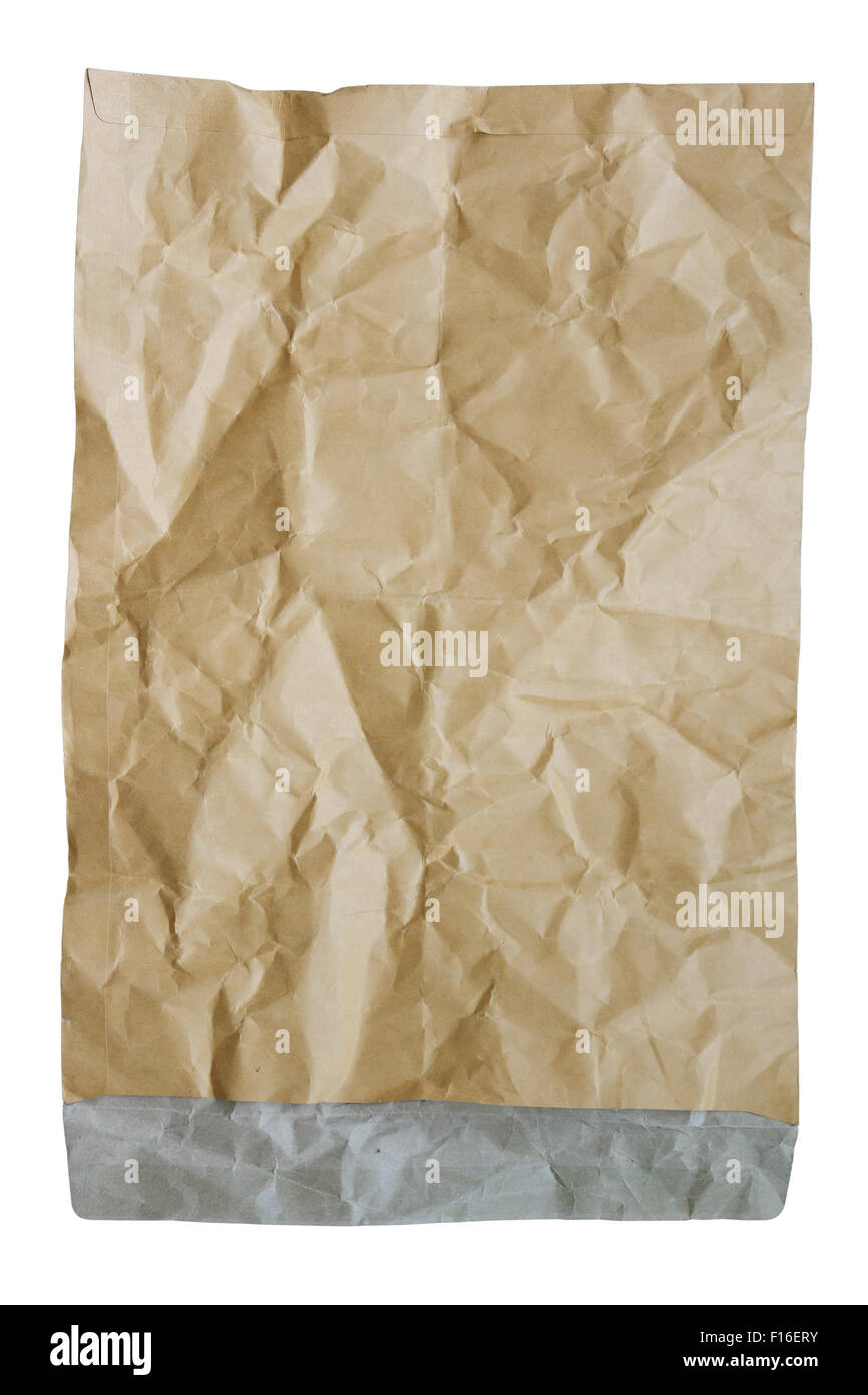 Crumpled brown envelope on white background Stock Photo - Alamy