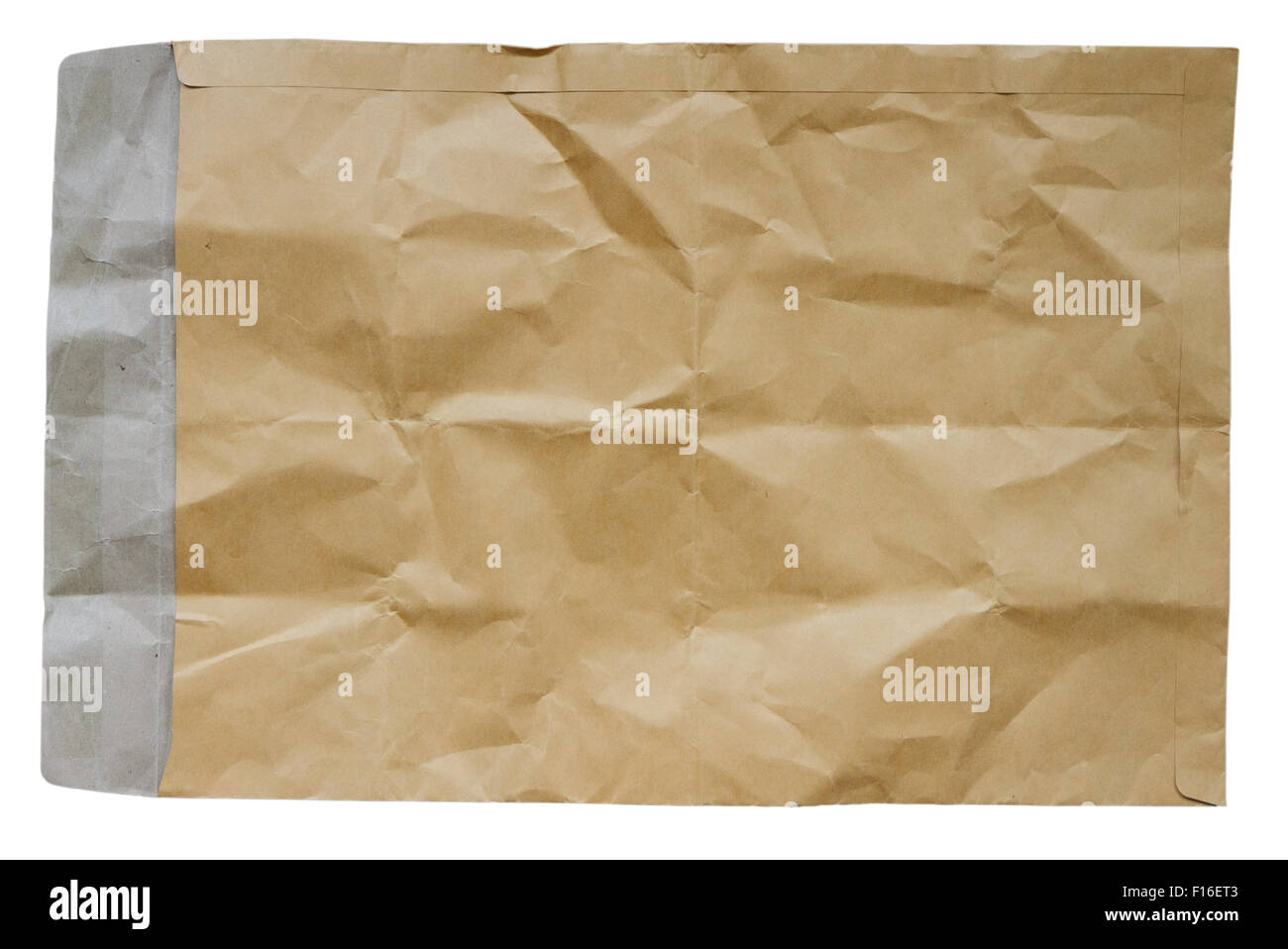 Crumpled brown envelope on white background Stock Photo - Alamy