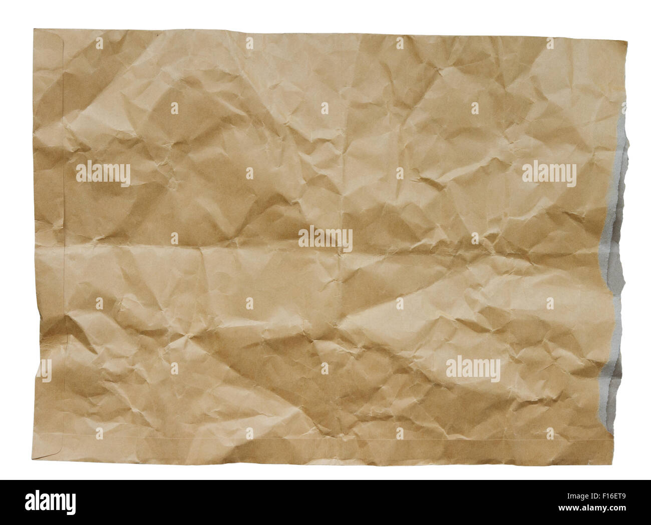 Crumpled brown envelope on white background Stock Photo - Alamy