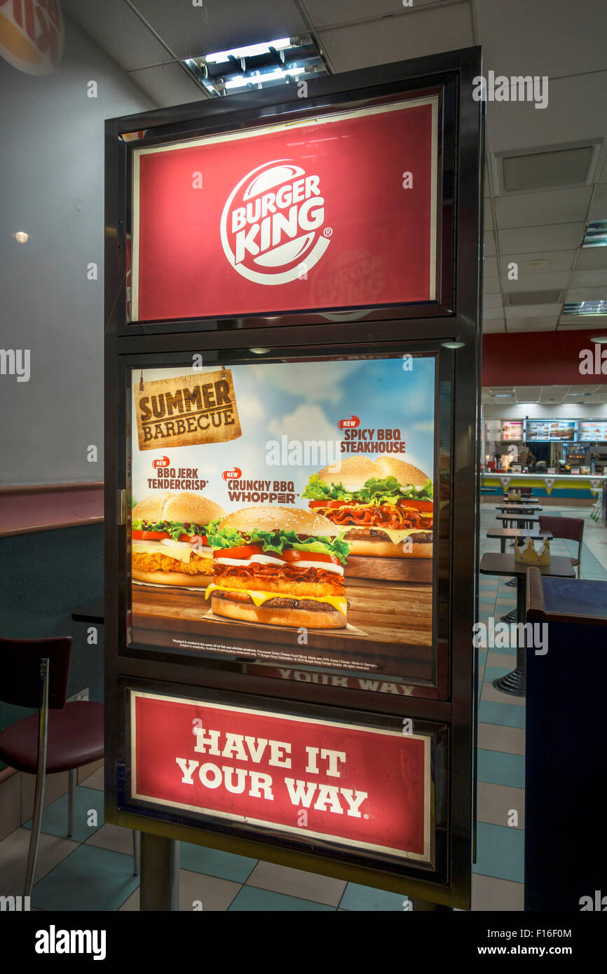 Burger King Menu Interior Shop Sign Advert Stock Photo - Alamy