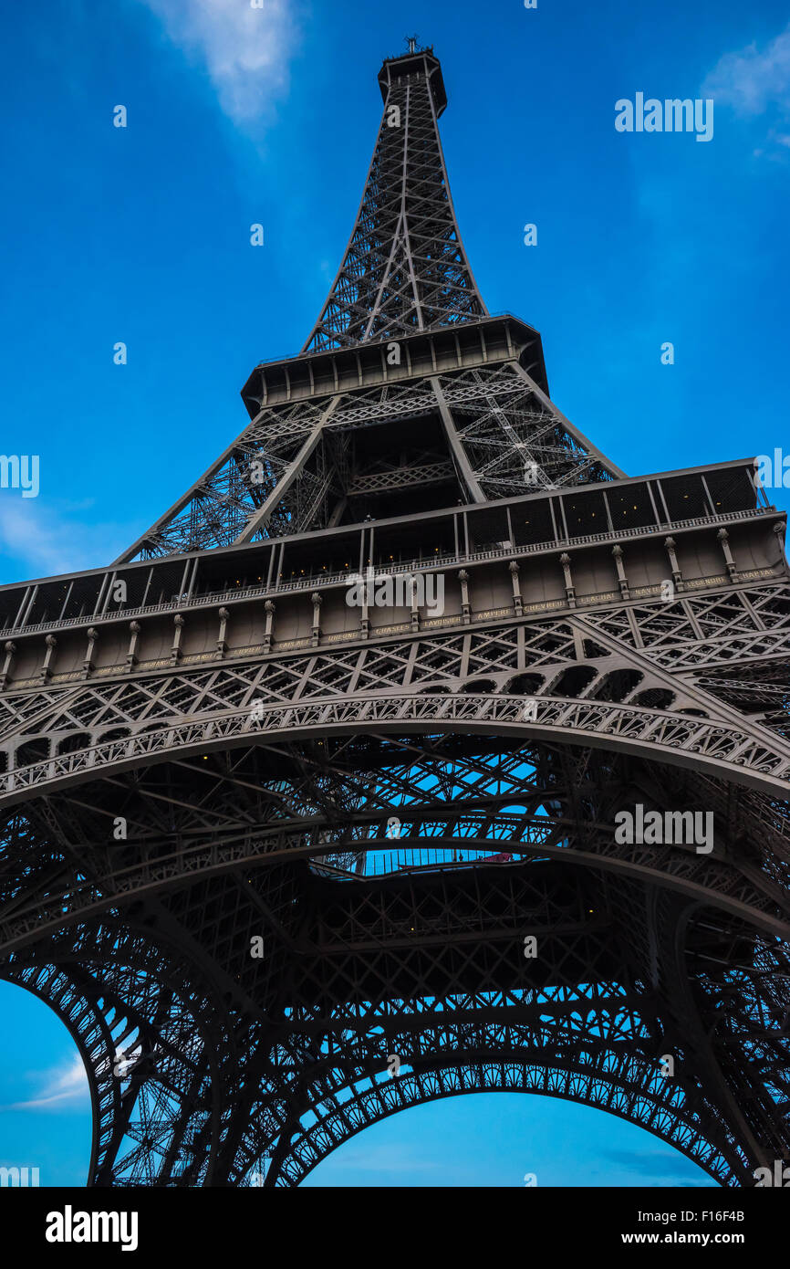 Ground portrait angled view of the Eiffel Tower Stock Photo - Alamy