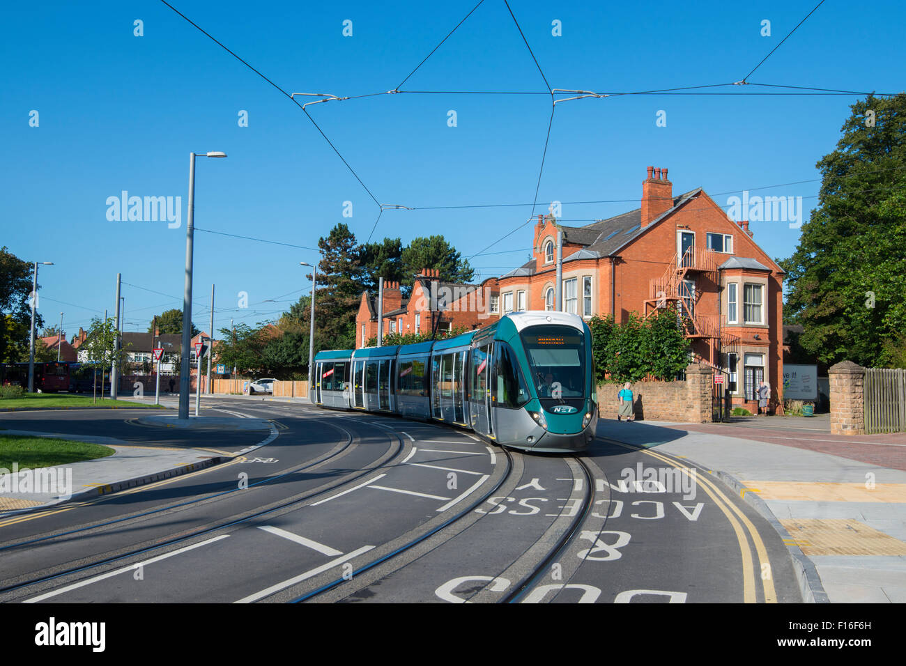 A Nottingham tram running on the newly opened line through Beeston ...