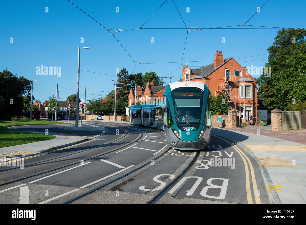A Nottingham tram running on the newly opened line through Beeston ...