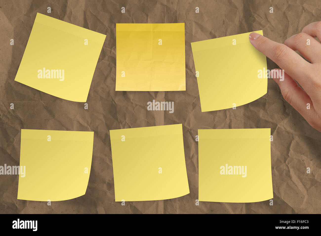 blank crumpled sticky note paper on texture paper as concept Stock ...