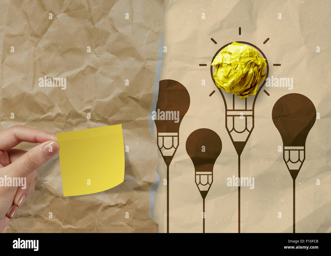 sticky note another best idea on crumpled paper background as concept ...