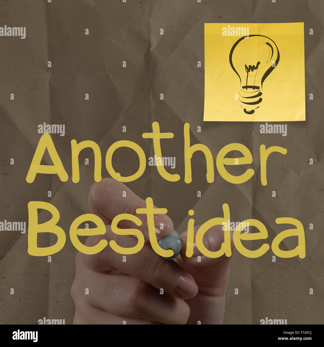 hand drawing lightbulb sticky note with another idea light bulb on ...