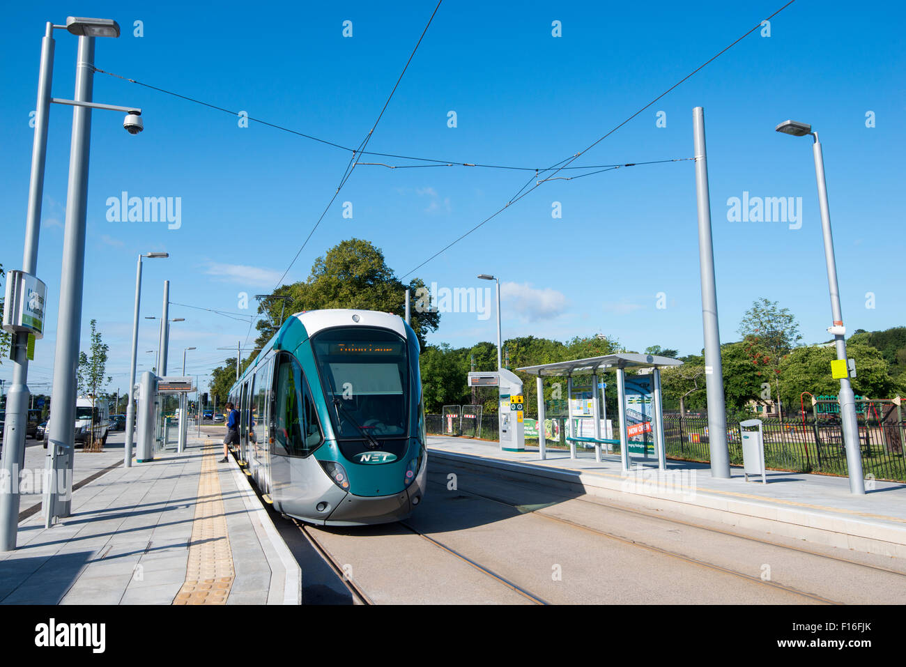 A Nottingham tram running on the newly opened line along University ...