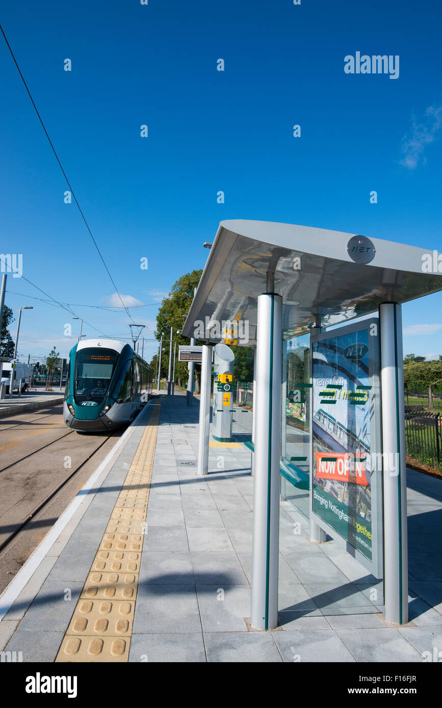 A Nottingham tram running on the newly opened line along University ...