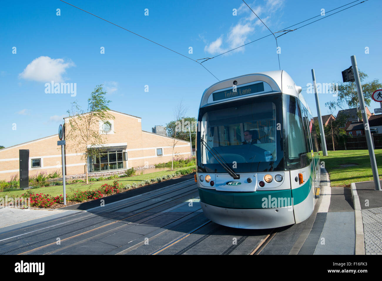 A Nottingham tram running on the newly opened line along University ...