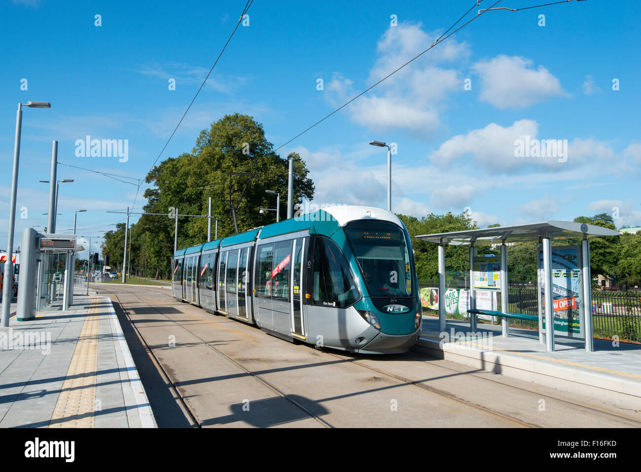 A Nottingham tram running on the newly opened line along University ...